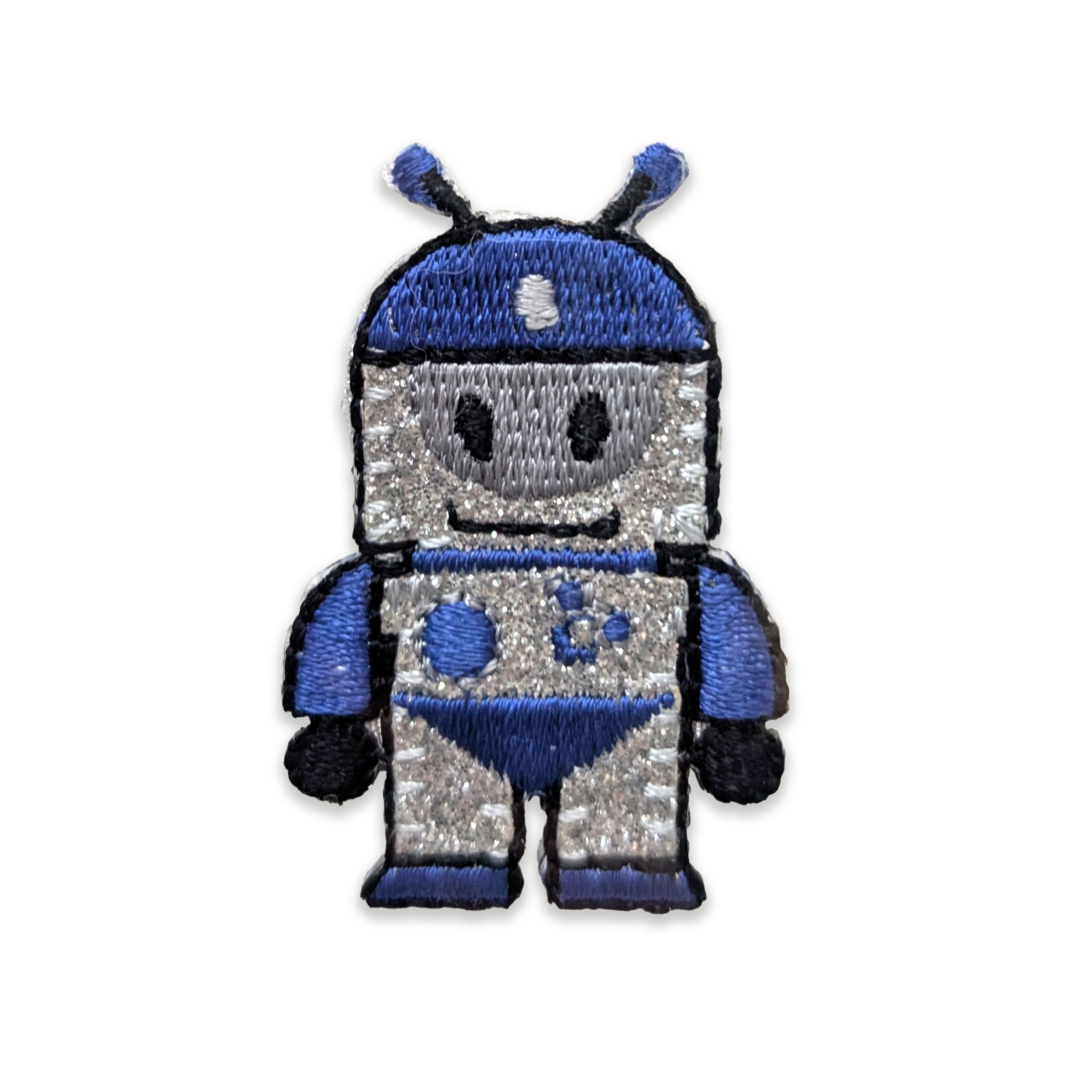 Patch Termoadesiva Robot Blu Glitter Argento