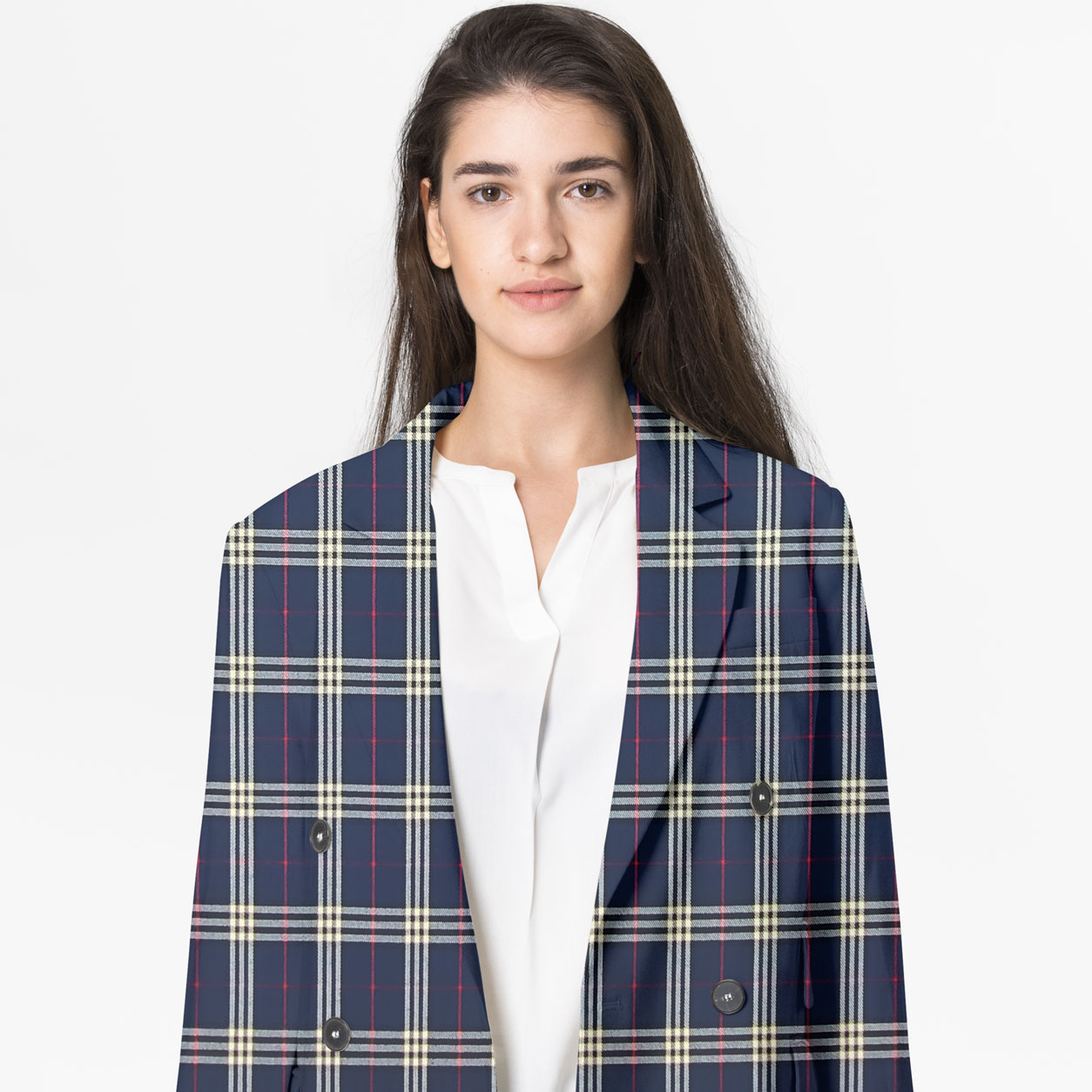 Tessuto Scozzese Blu Righe Bianche e Rosse | Panini Tessuti