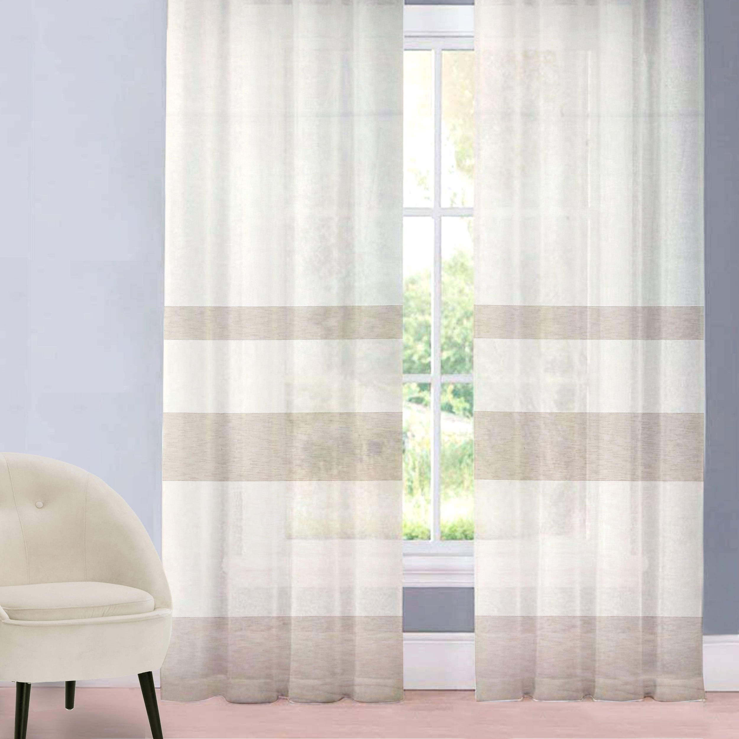 Tessuto Tenda Fasce Ajour Tortora | Panini