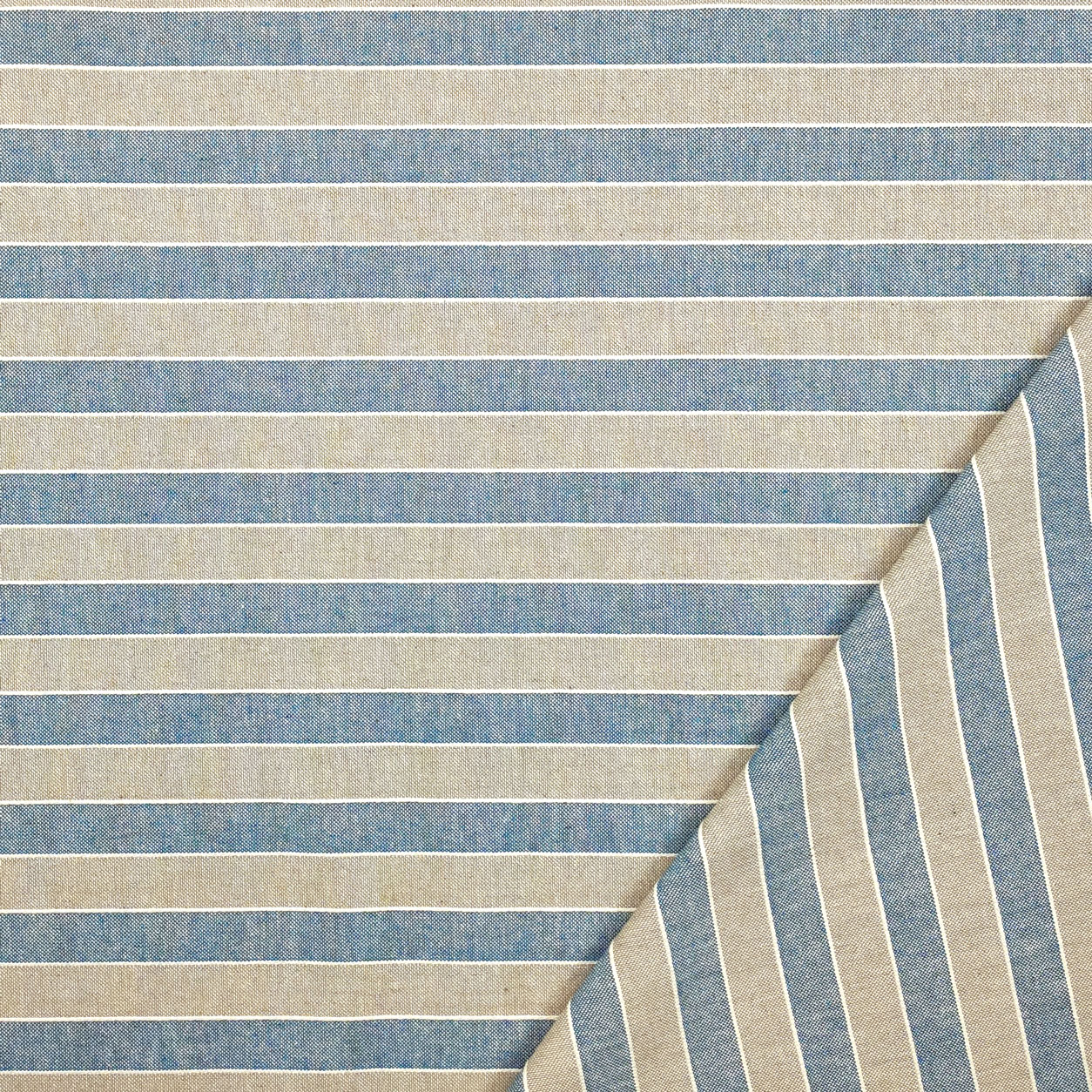 Tessuto Natural Righe in Rilievo Beige e Azzurro | Panini Tessuti