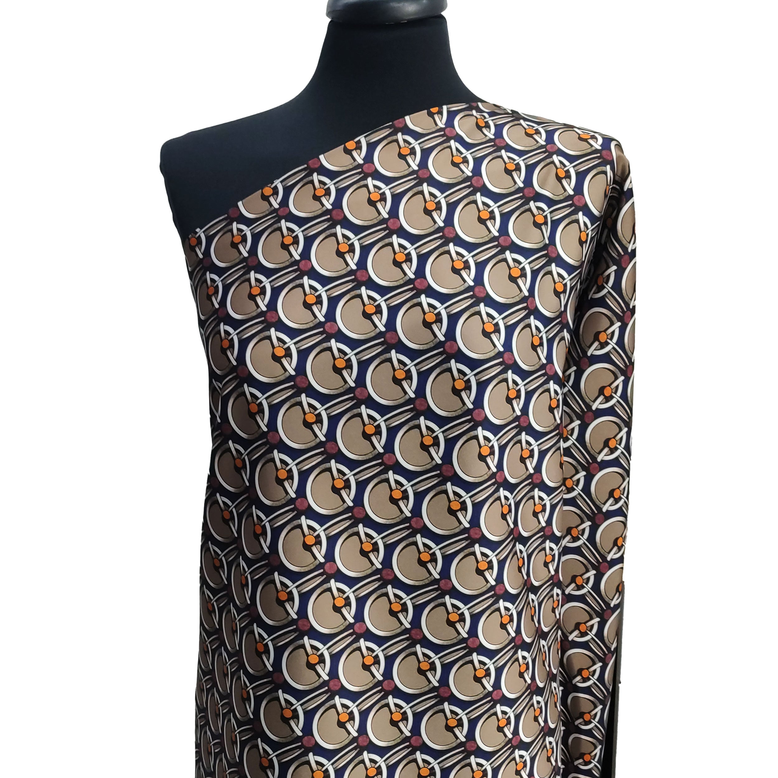 Raso Setato Alta Moda Geometrie Sfondo Blu