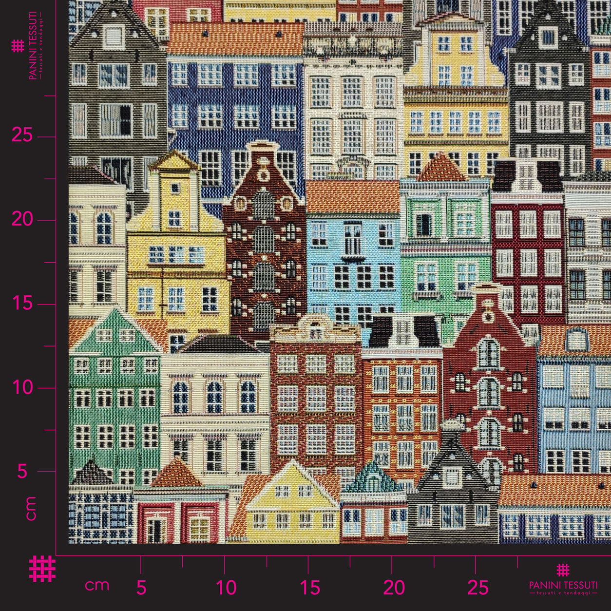 Ritaglio Tessuto Gobelin Case Colorate 50x140 cm | Panini Tessuti