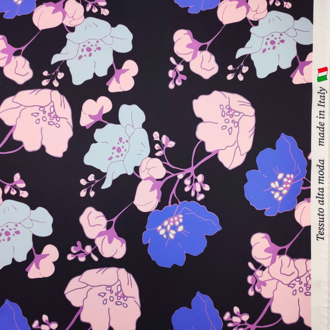 Rasetto Effetto Seta Floreale Viola Azzurro Rosa