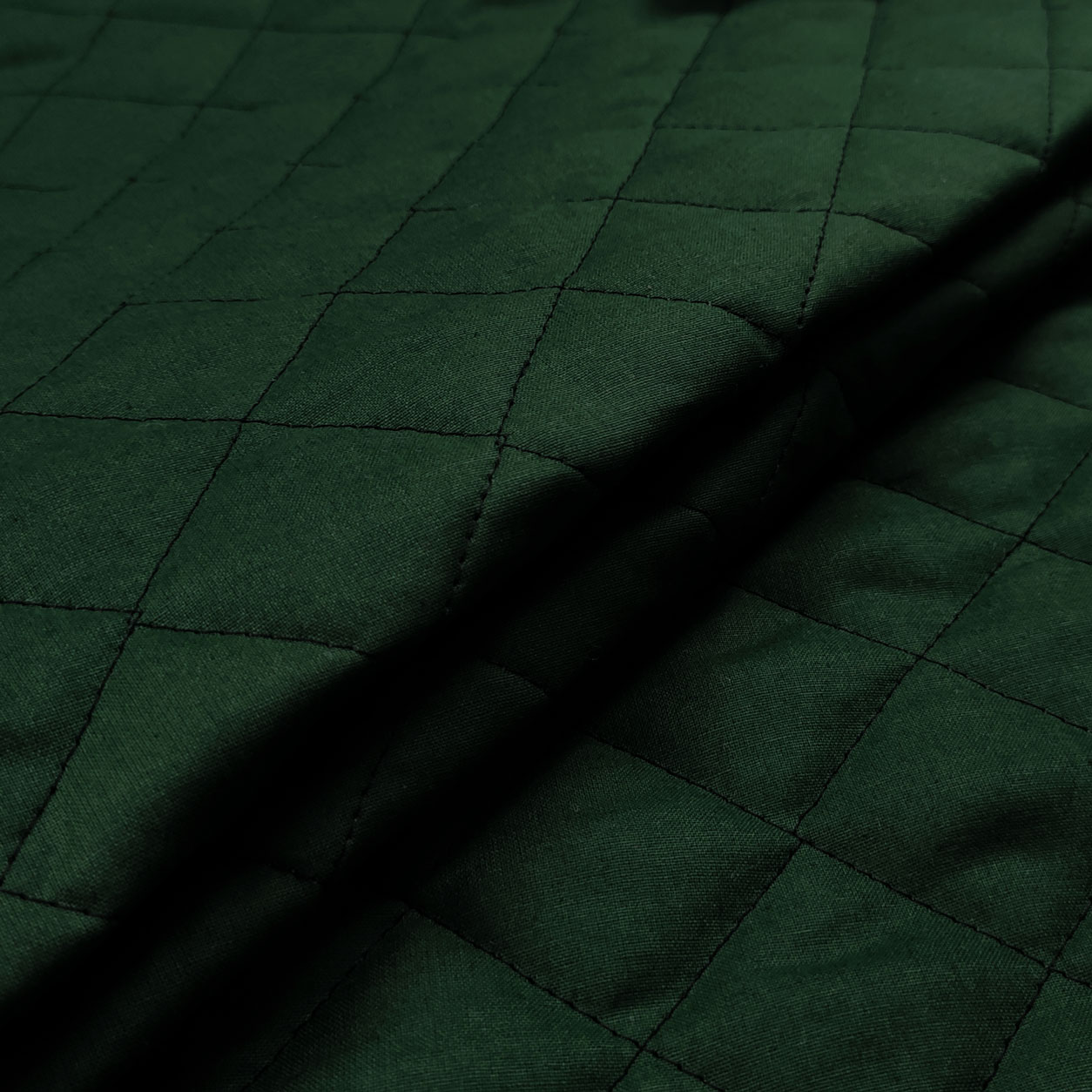 Tessuto Trapuntato in 100% Cotone Verde Scuro