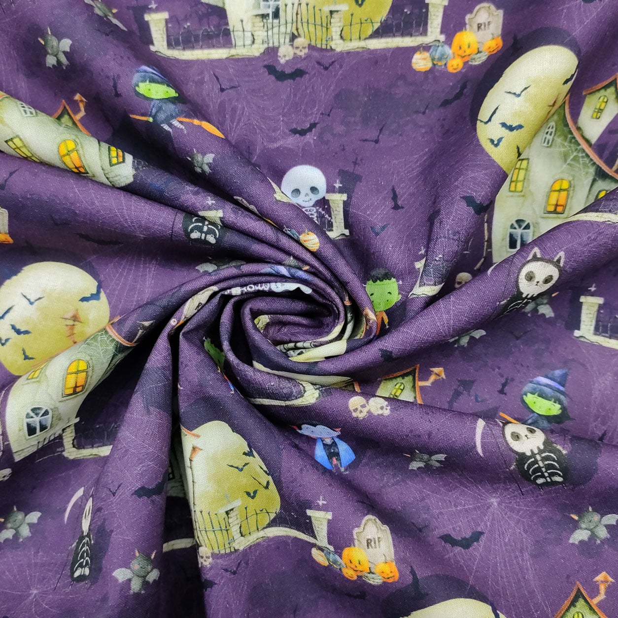 Tessuto Cotone Mostri di Halloween | Panini Tessuti