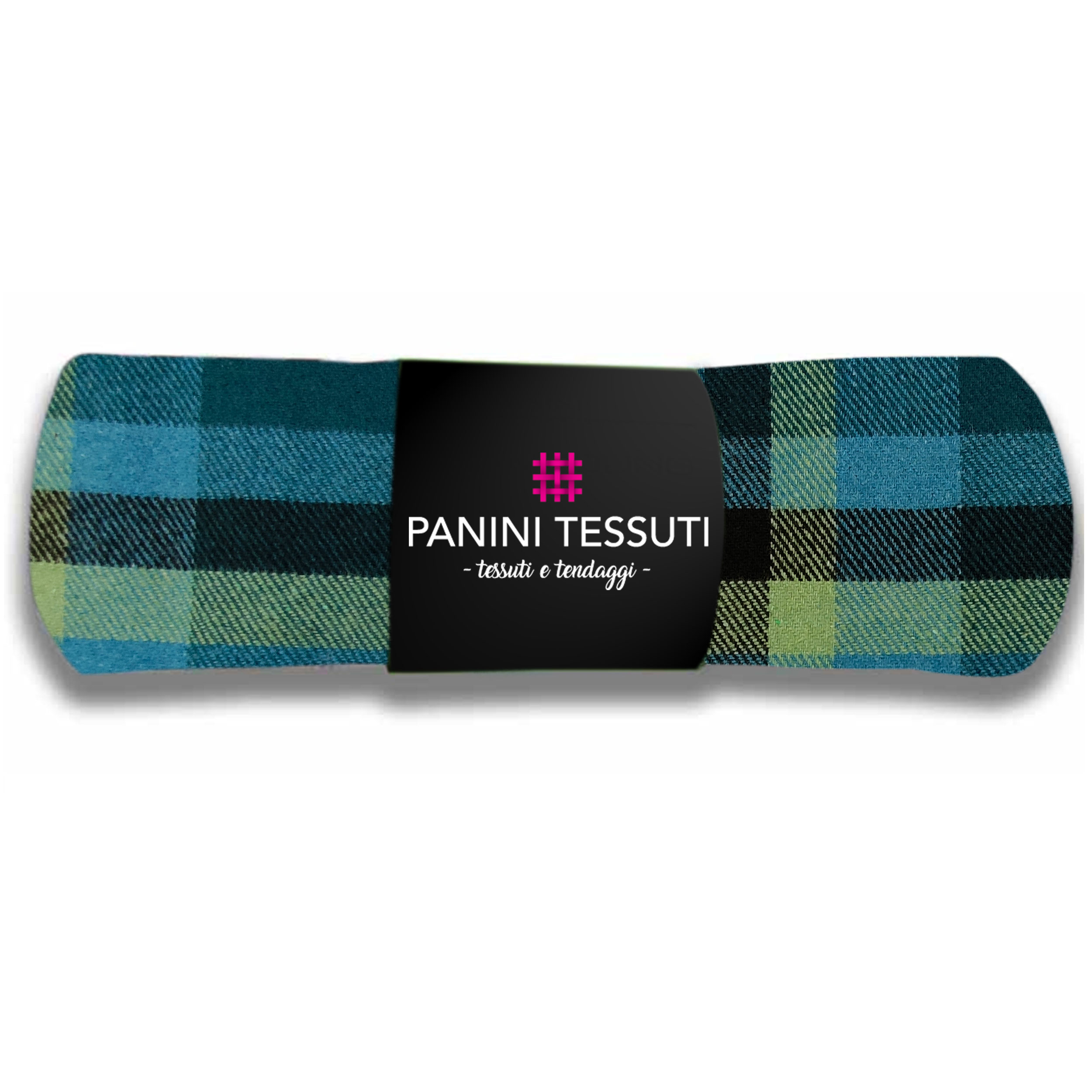 Scampolino Misto Lana Tartan Petrolio Lime 70x150cm