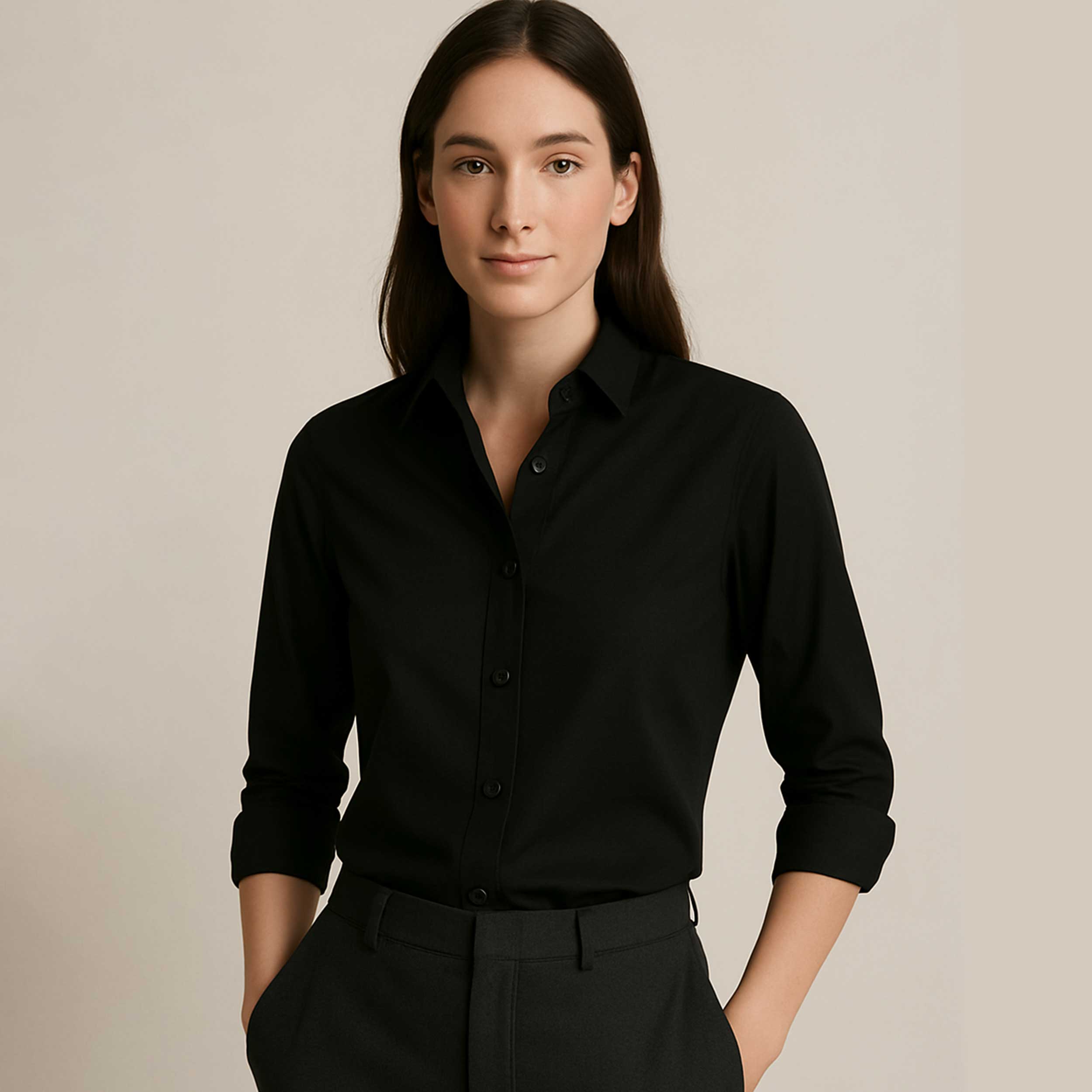 Cotone Camiceria Brennet Swiss Nero No Stiro