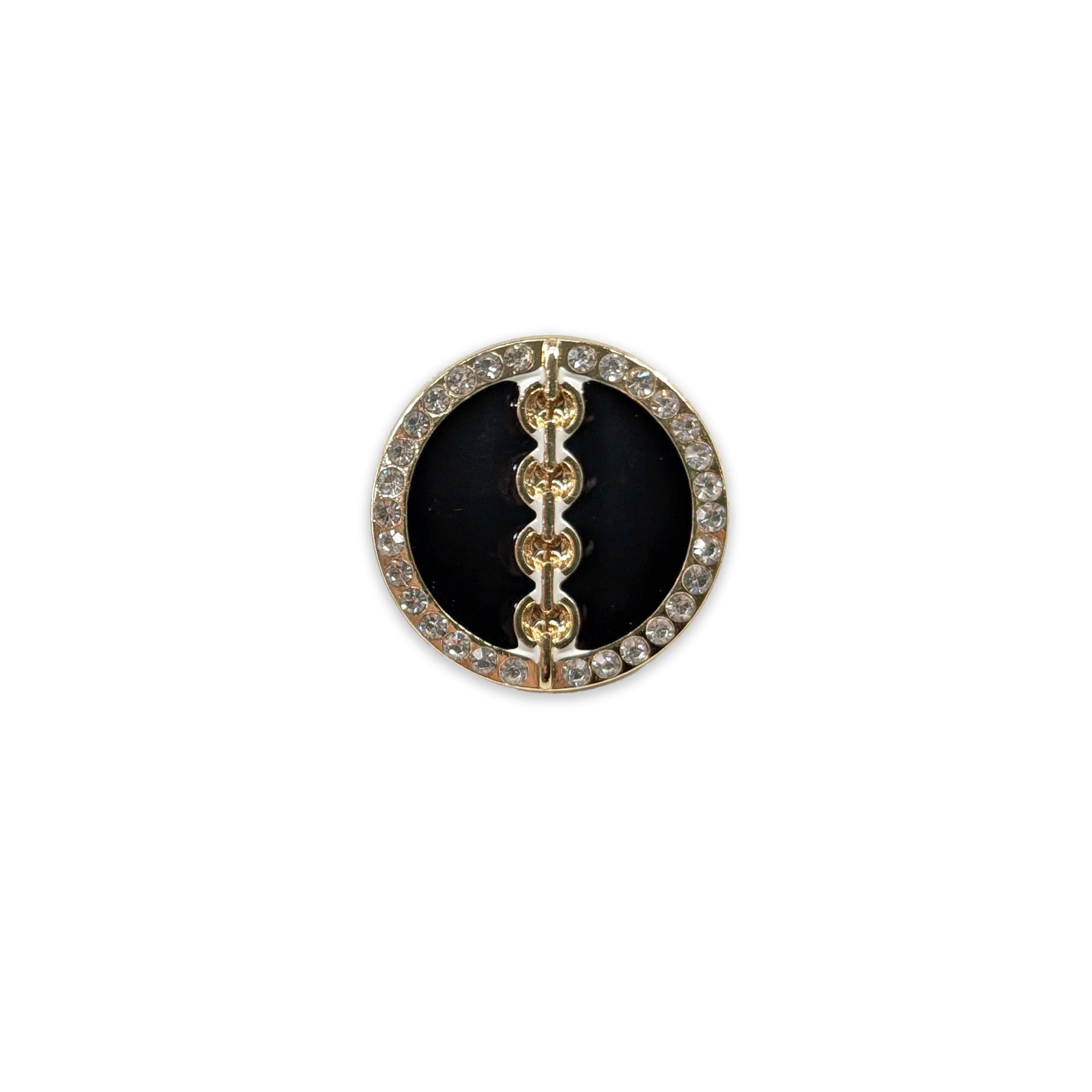 Bottone Elegante Strass Nero Lineato 28